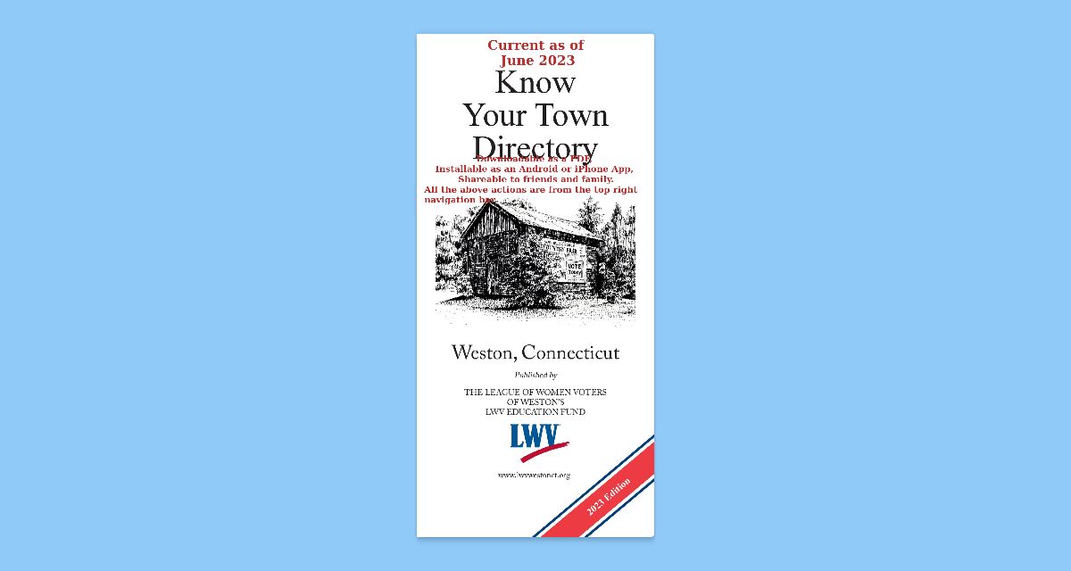 Weston CT Know Your Town Directory - MAY 2023