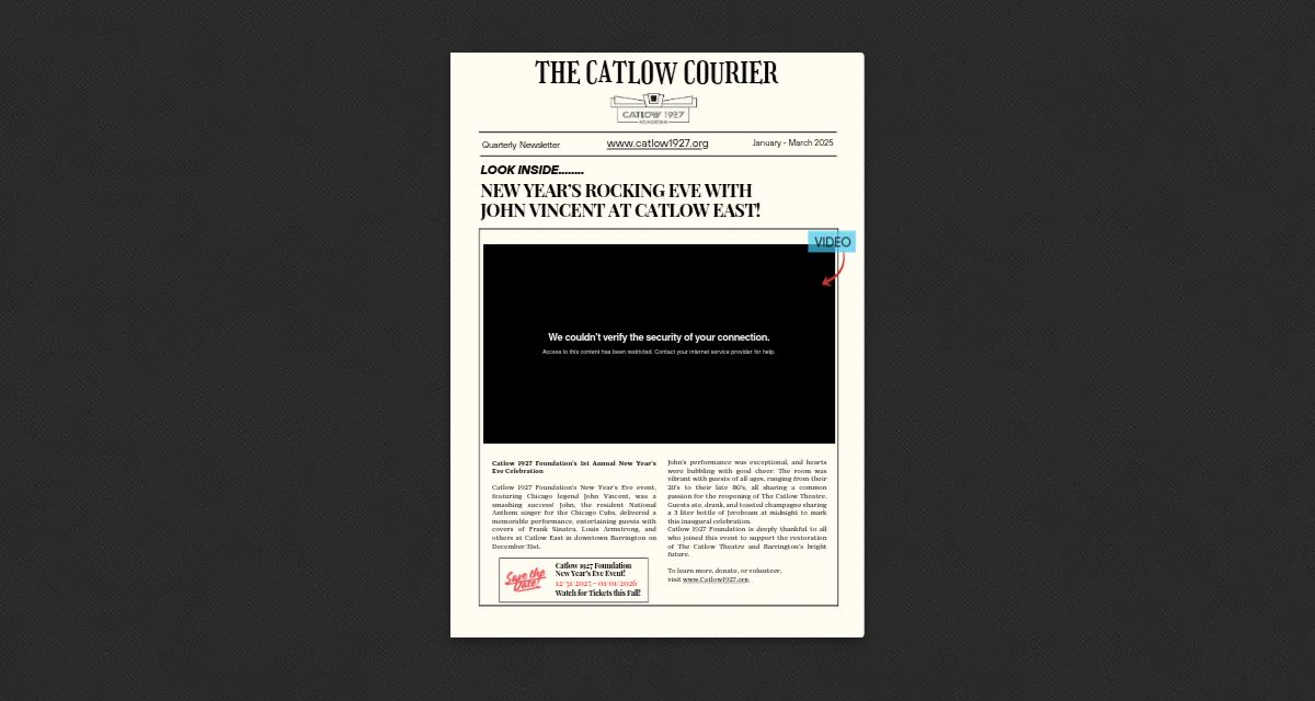 Catlow 1927 Foundation News