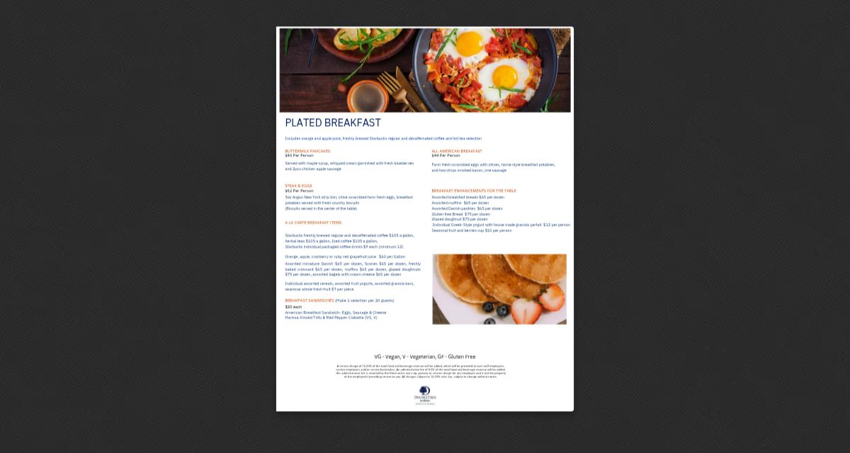 Doubletree Berkeley Catering Menus