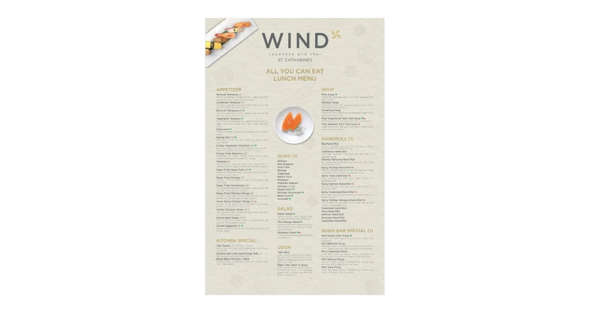 WIND JAPANESE & THAI AYCE LUNCH MENU : simplebooklet.com