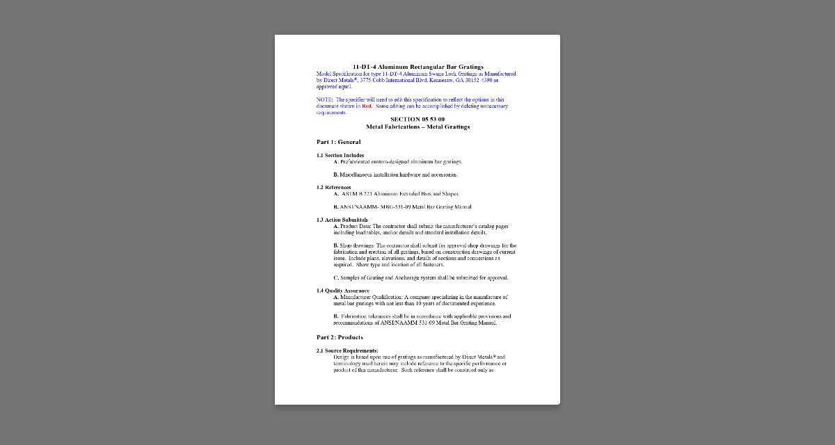 11-DT-4, 3 Part Specification