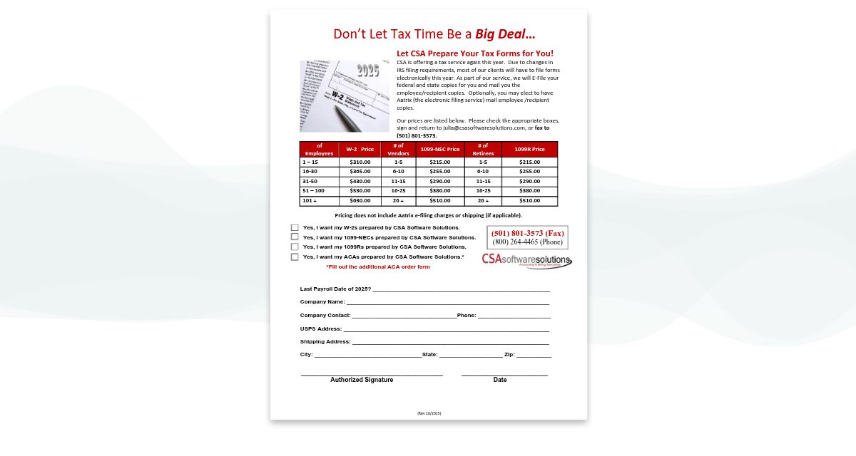 2025 Tax Order Forms Combined
