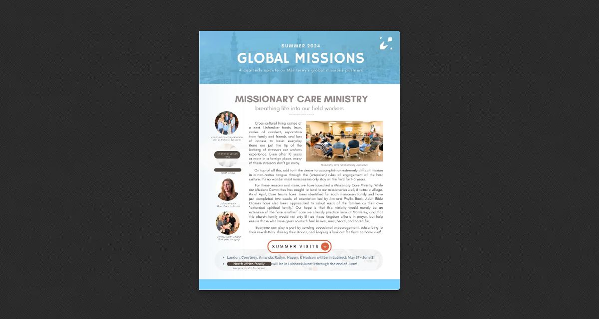 SUMMER 2024 - GLOBAL MISSIONS NEWSLETTER