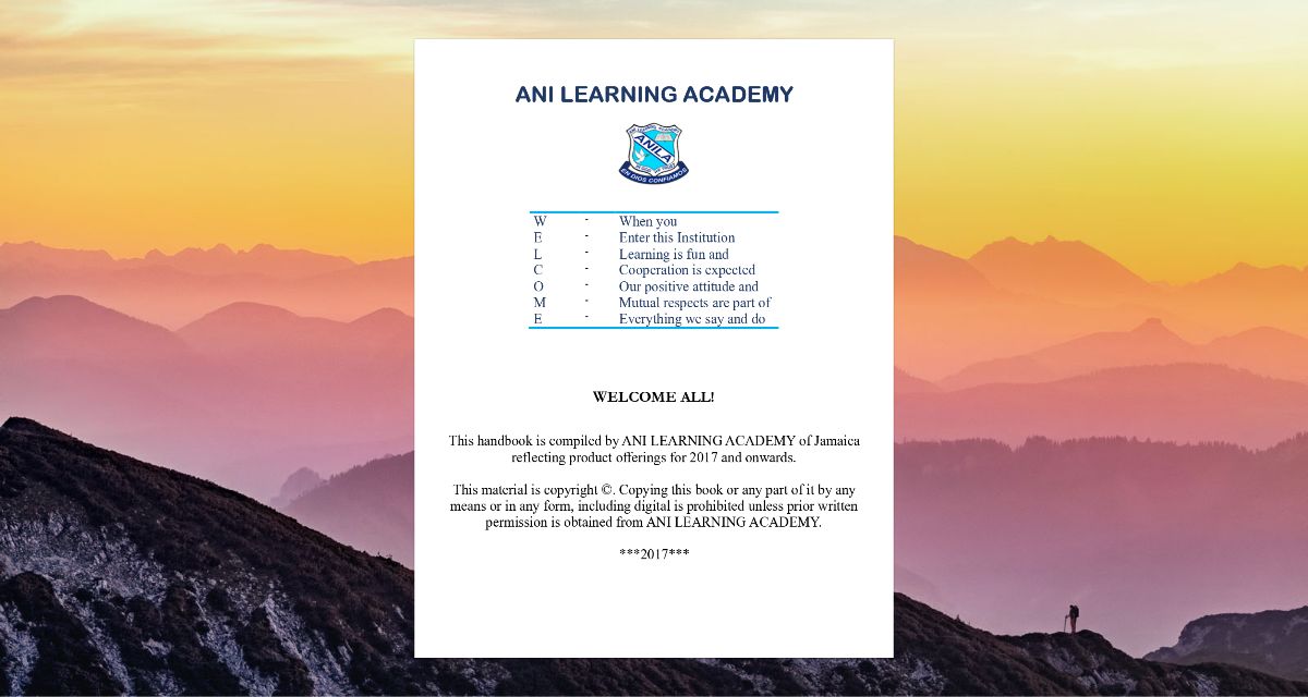 ANI Student Handbook : simplebooklet.com