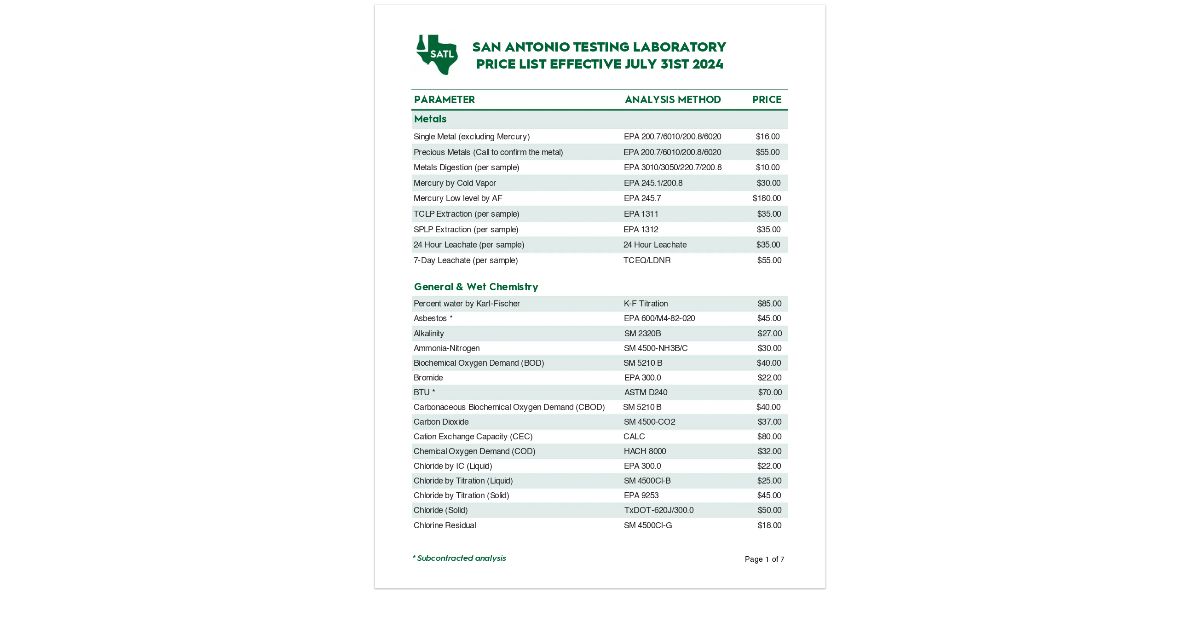 SATL Price List : simplebooklet.com