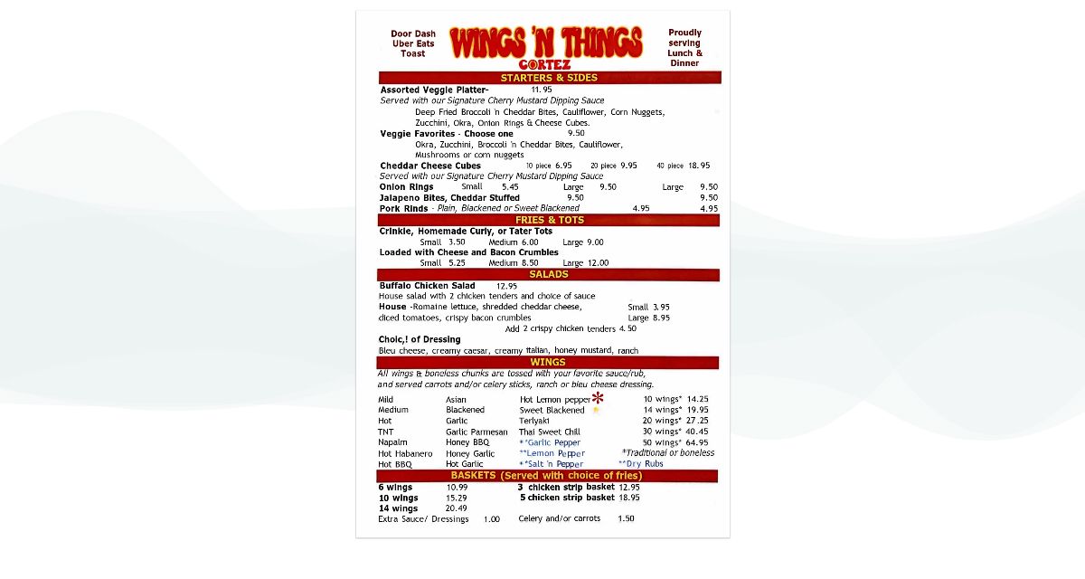 Wings N Things Menu : simplebooklet.com
