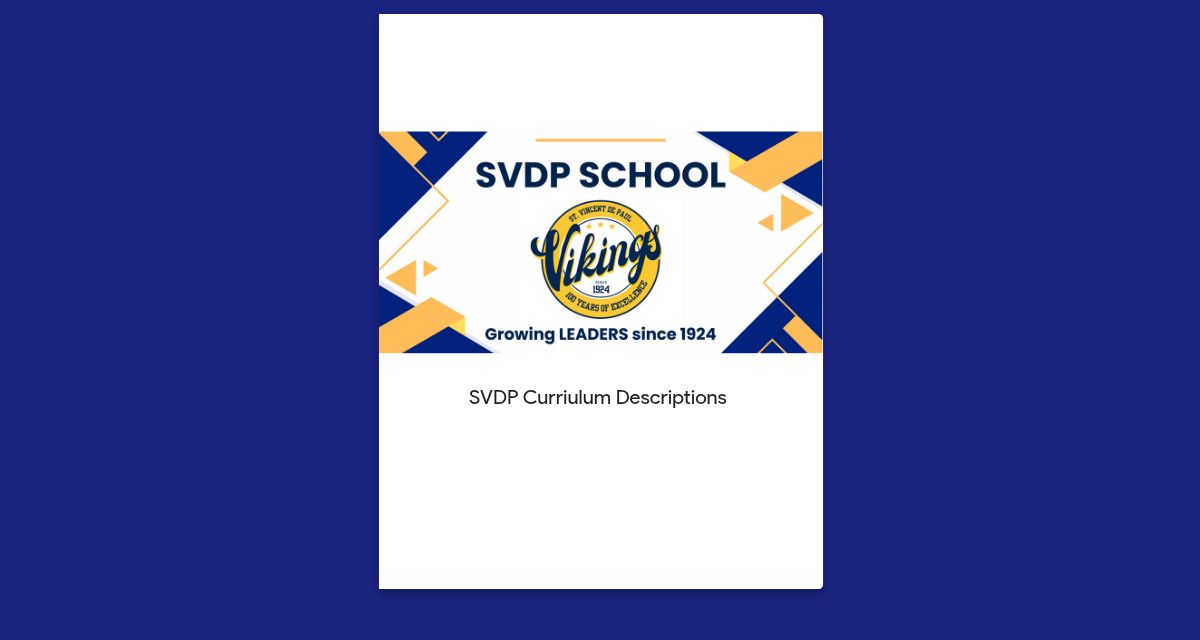 SVDP Curriculum Descriptions K-8