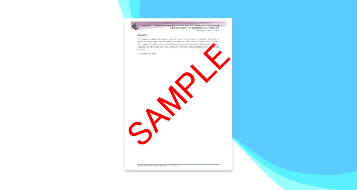 22556VIC 22578VIC Assessor Marking Sample