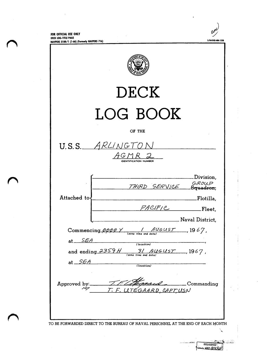 1967 Aug. deck logs