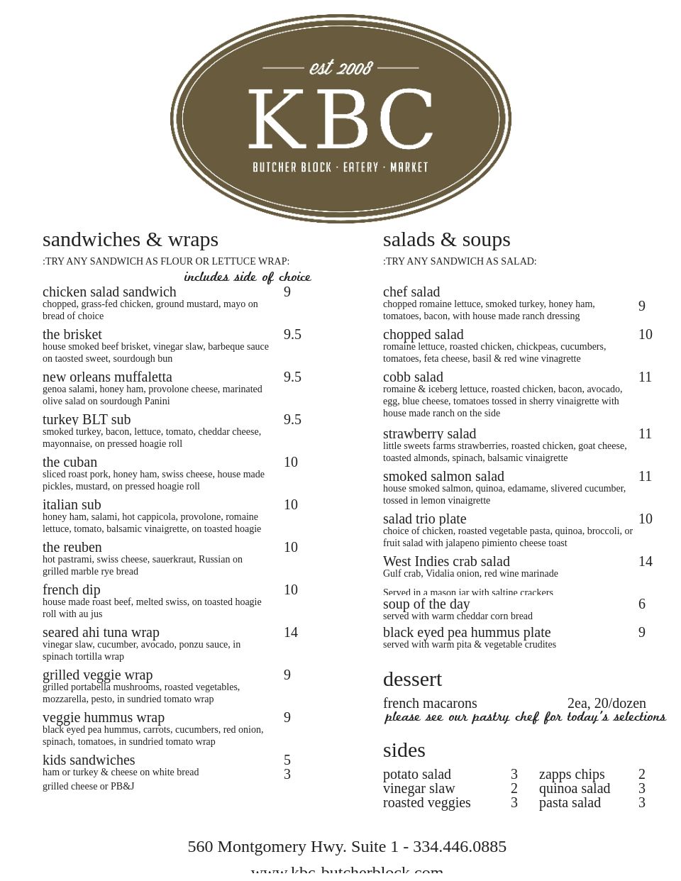 KBC Menu Template