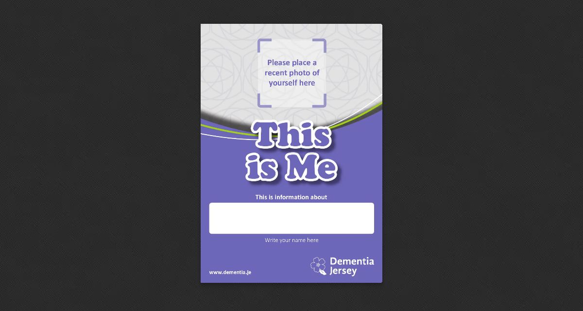 Dementia Jersey This is me A5 Booklet