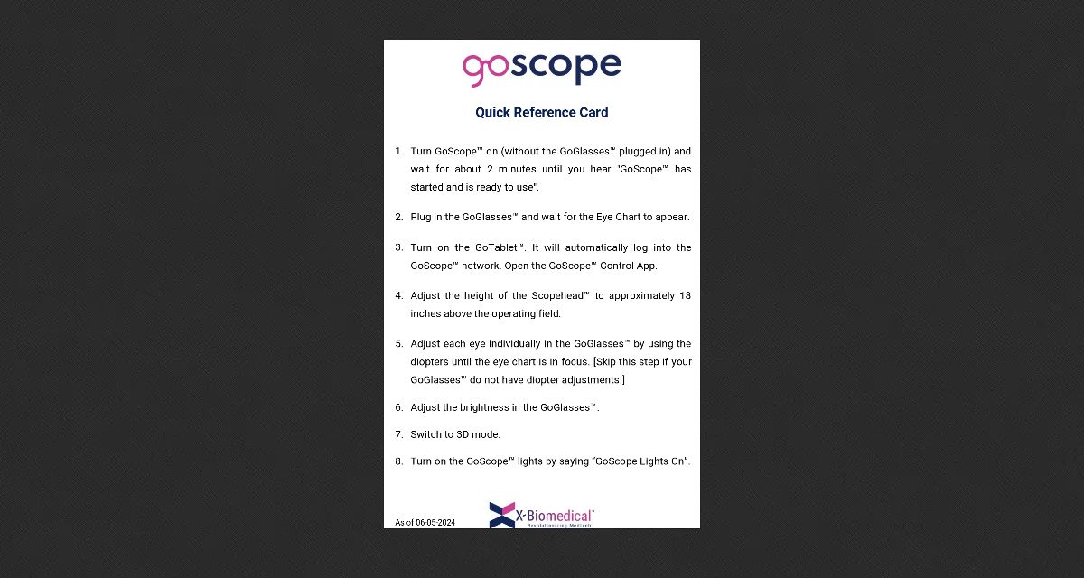 GoScope™ Quick Reference Cards : simplebooklet.com