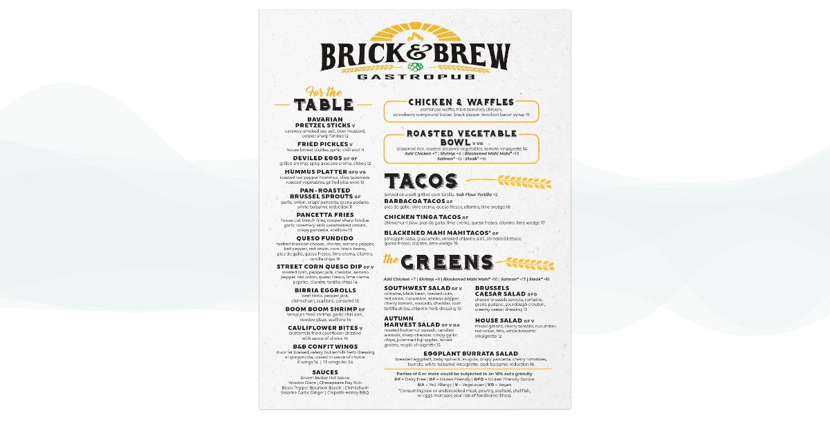 Brick Brew Food Menu Fall Winter : simplebooklet.com