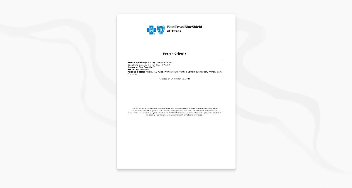 BCBS Ingleside provider results