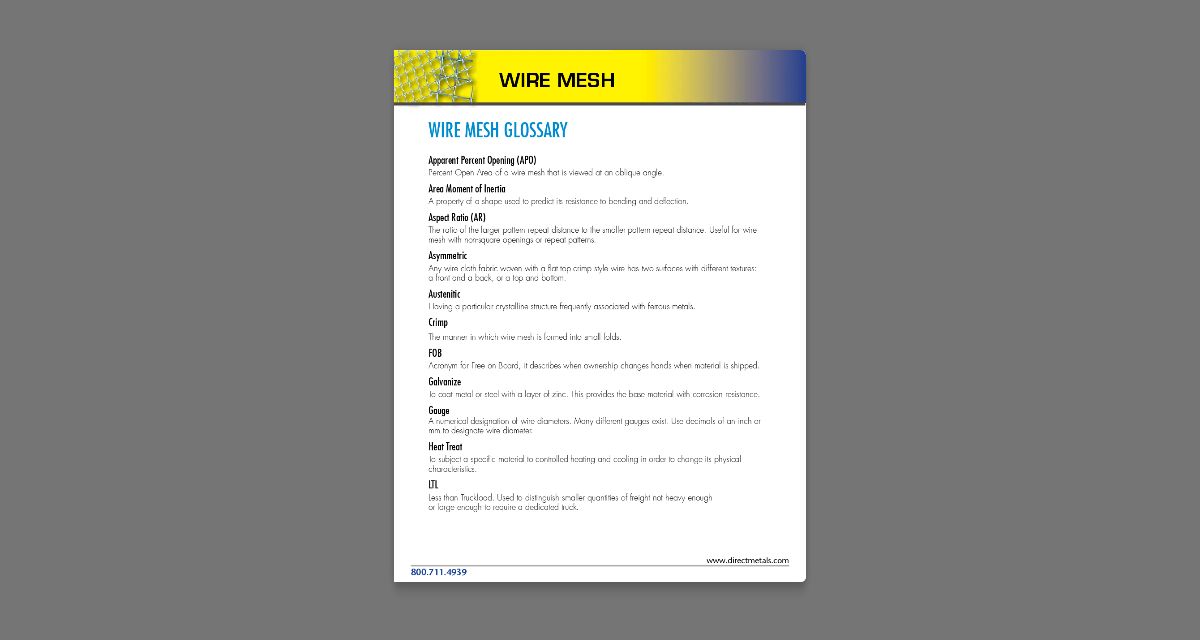 Wire Mesh Glossary