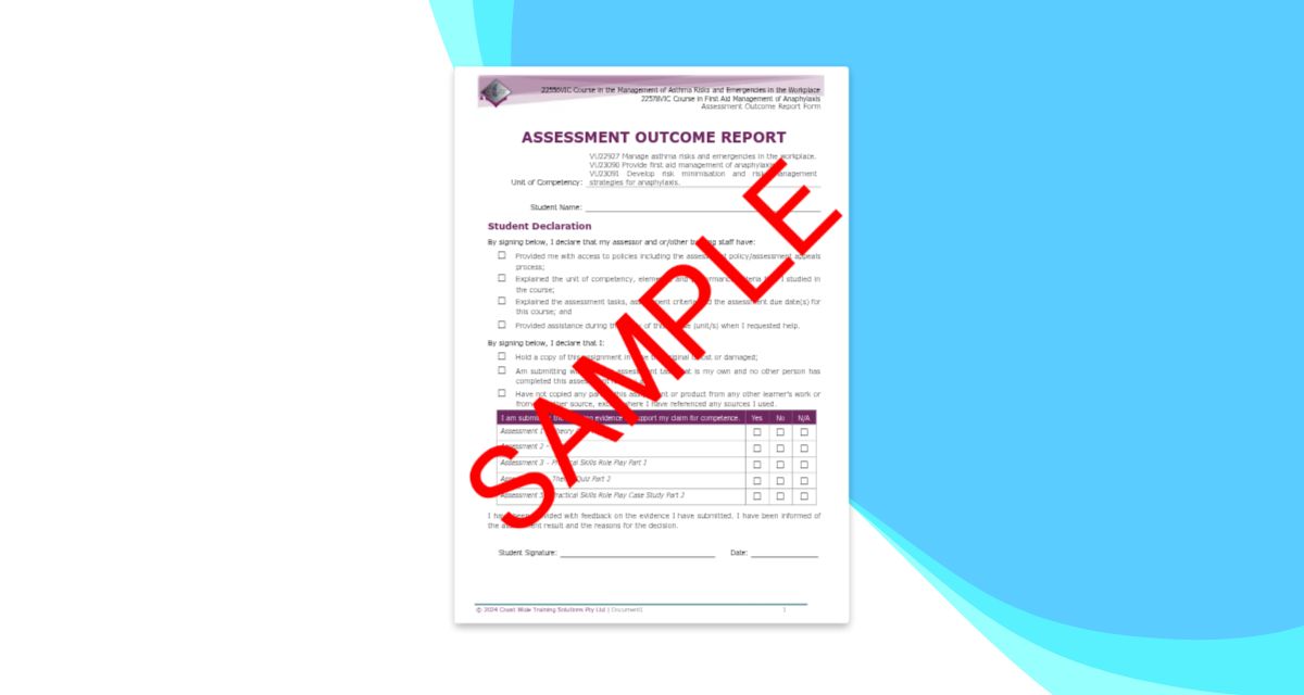 22556VIC 22578VIC Assessment Outcome Sample