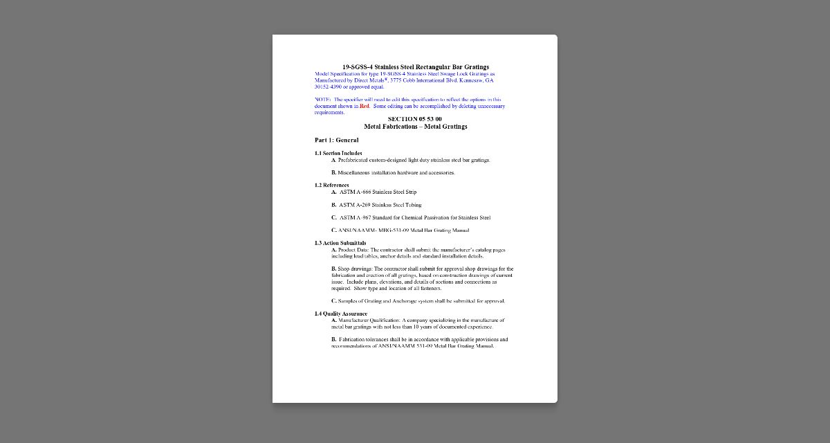 19-SGSS-4, 3 Part Specification