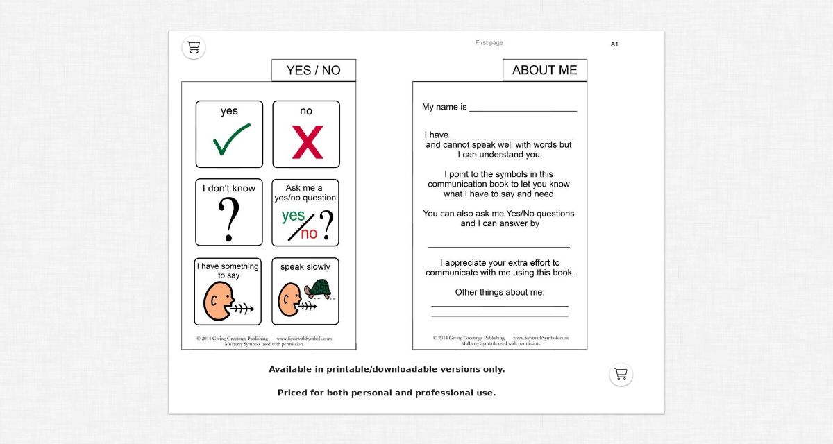 I Can Say It With Symbols Book Sample Pages