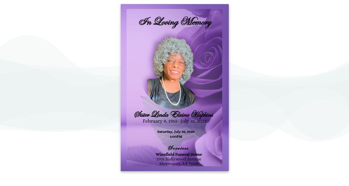 In Loving Memory of Sister Linda Hopkins : simplebooklet.com