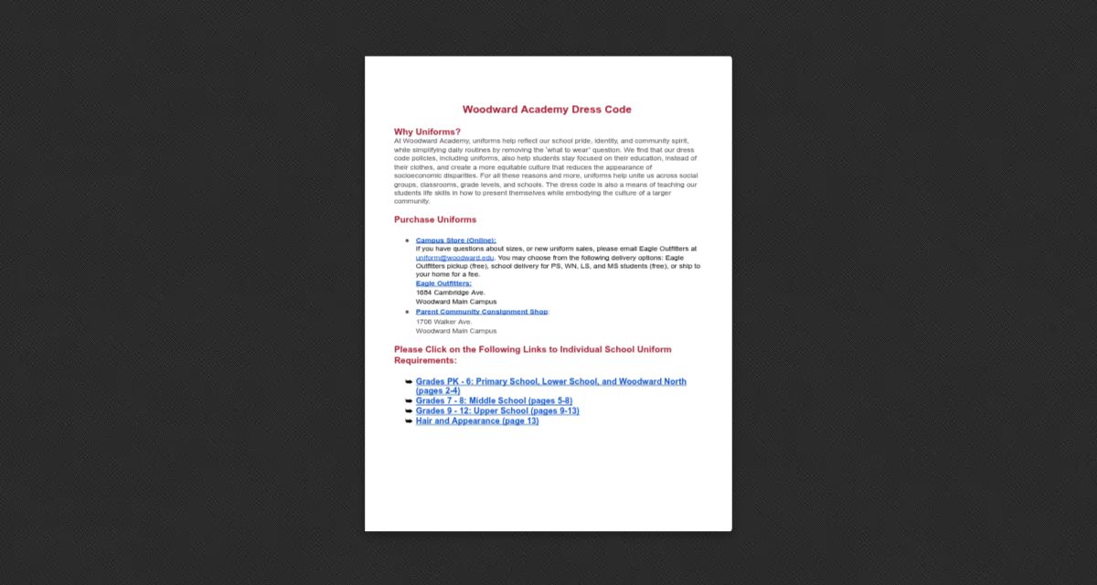 Woodward Academy Dress Code