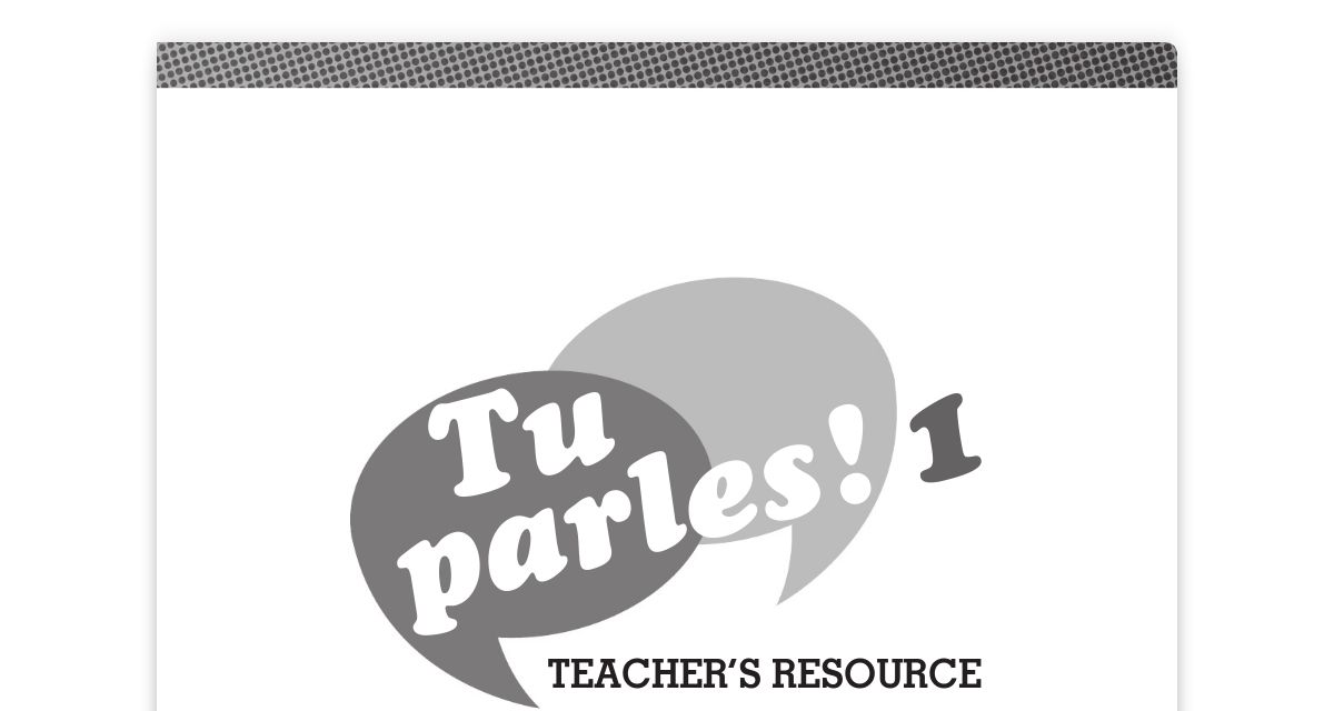 Tu parles ! 1 Teacher Resource : simplebooklet.com