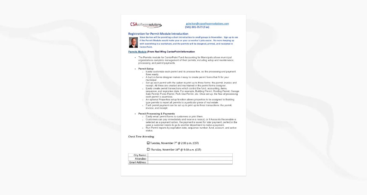 Permit Module Intro Registration Permit Module Intro Registration