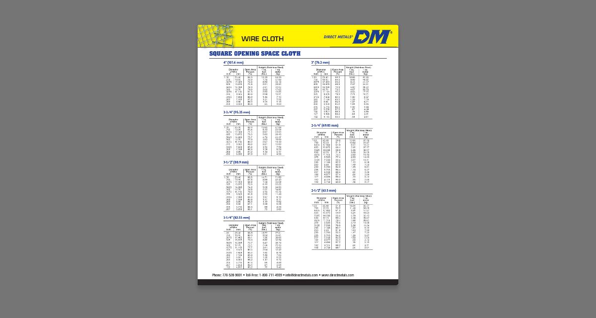 Square Opening Space Cloth Charts