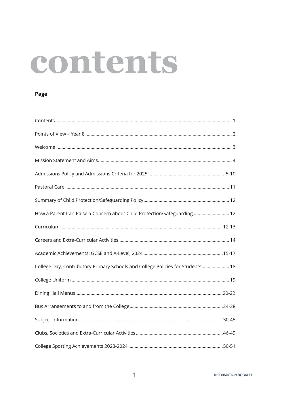2025 Information Booklet