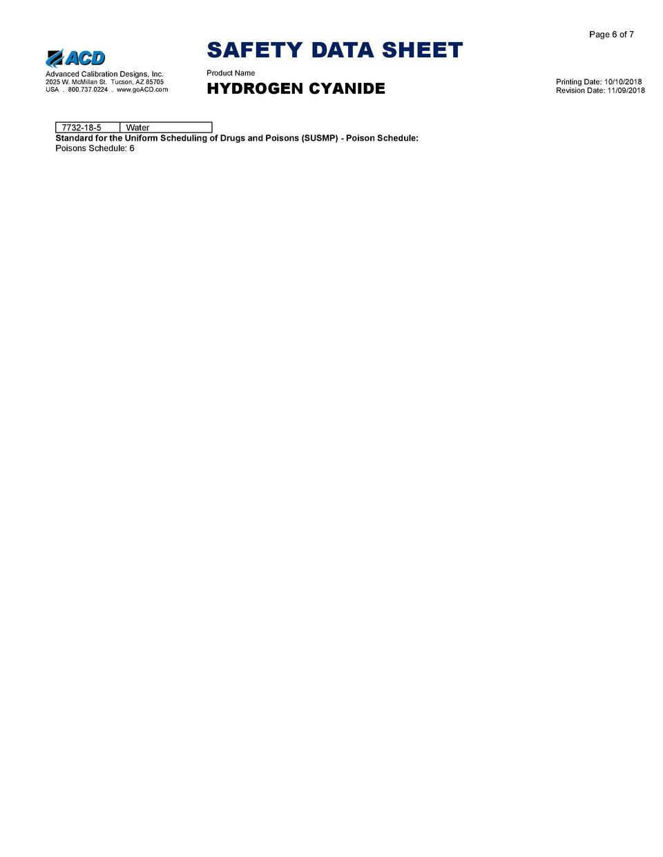 Hydrogen Cyanide SDS