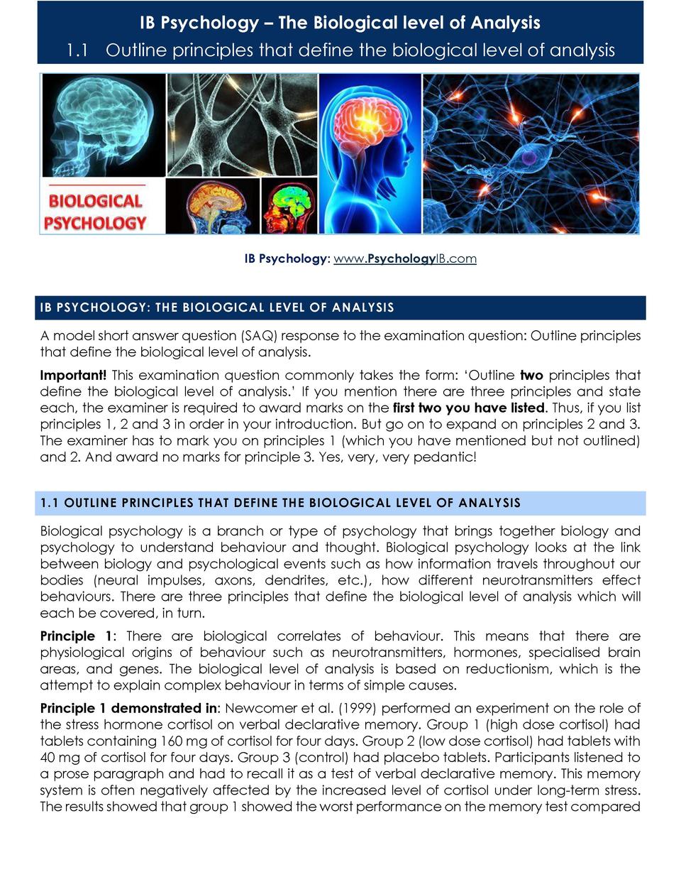 1.1 IB Psychology