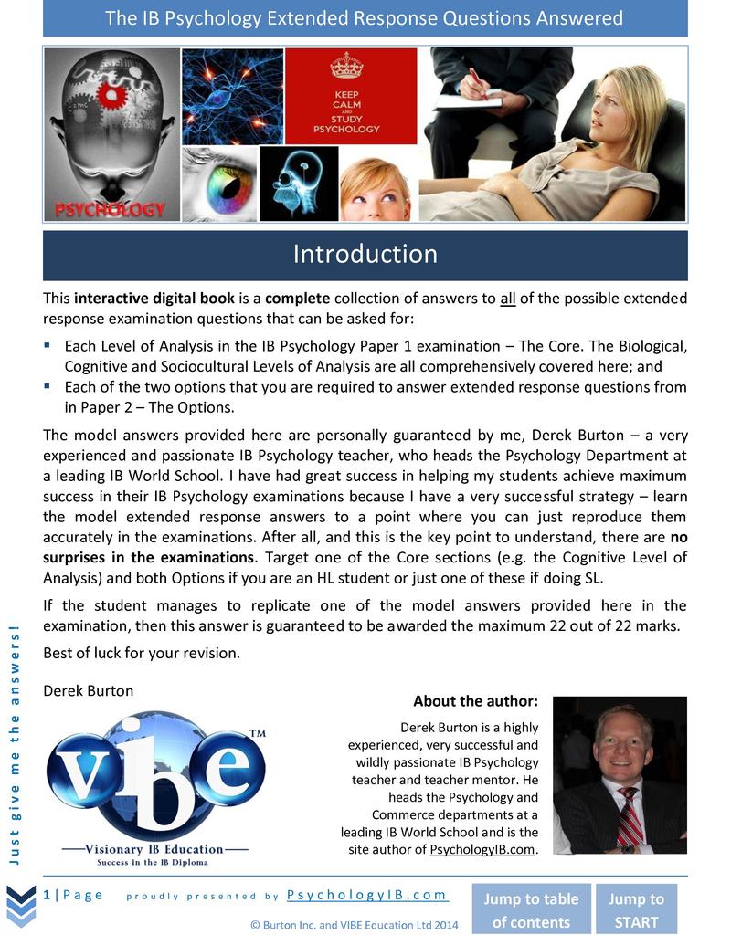 IB Psychology Sample Pages ERQs