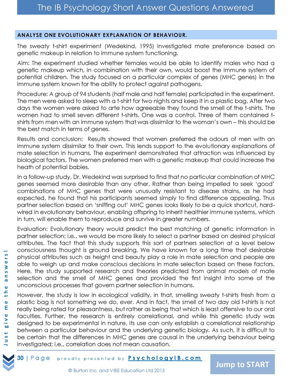 IB Psychology - SAQ Model Answer