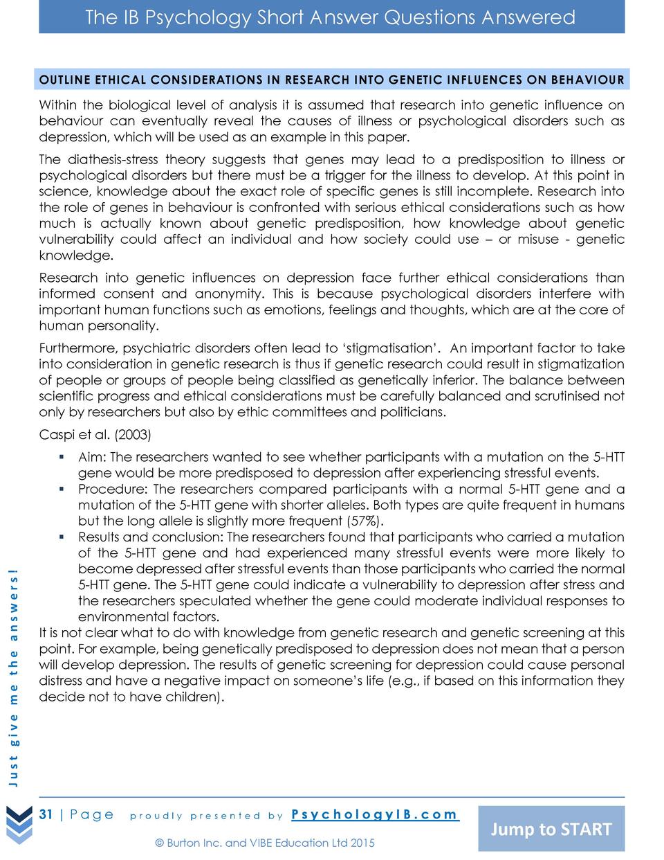 IB Psychology - SAQ Model Answer