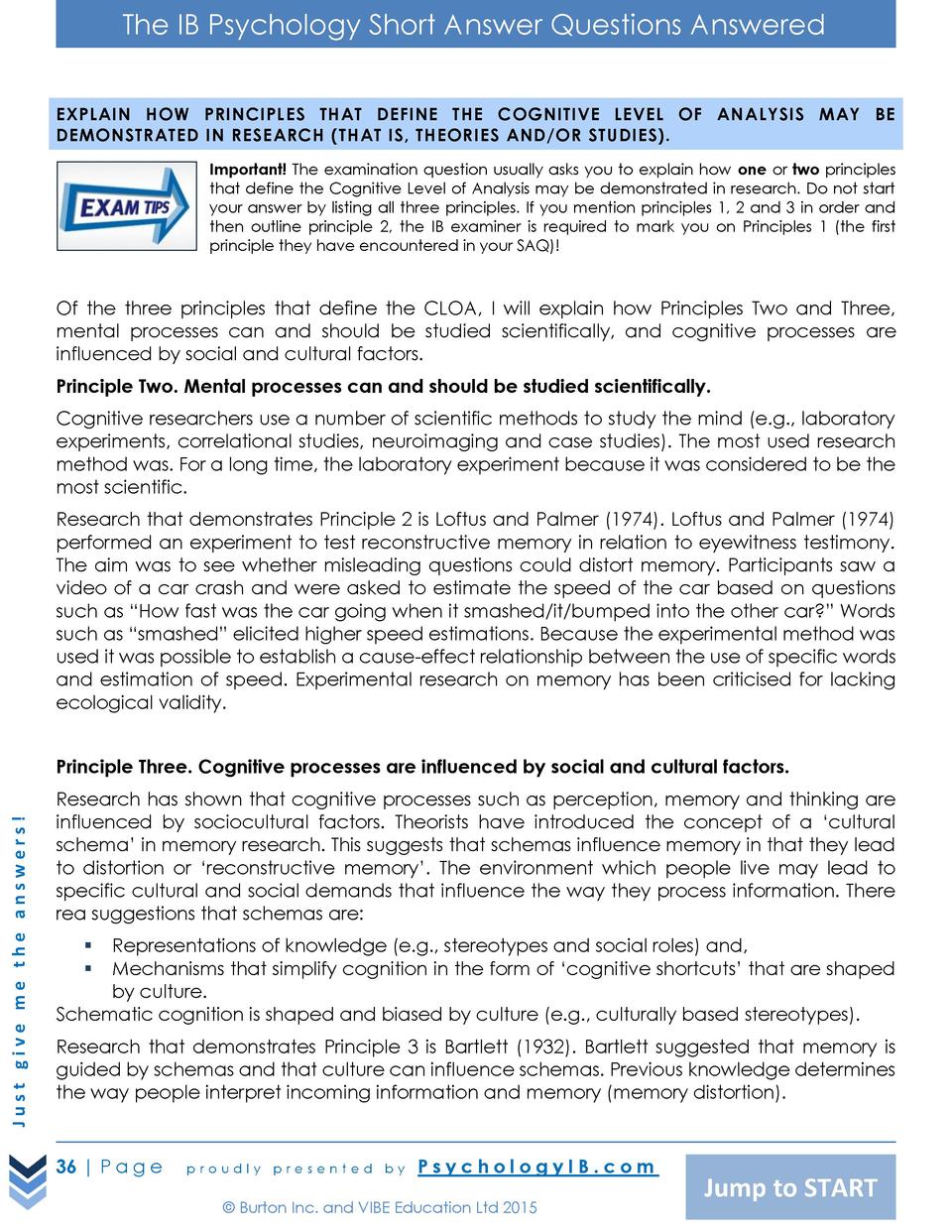 IB Psychology - SAQ Model Answer