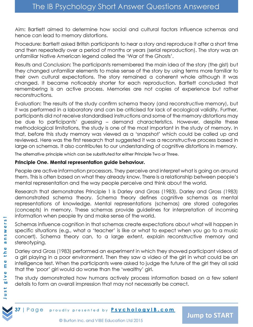 IB Psychology - SAQ Model Answer