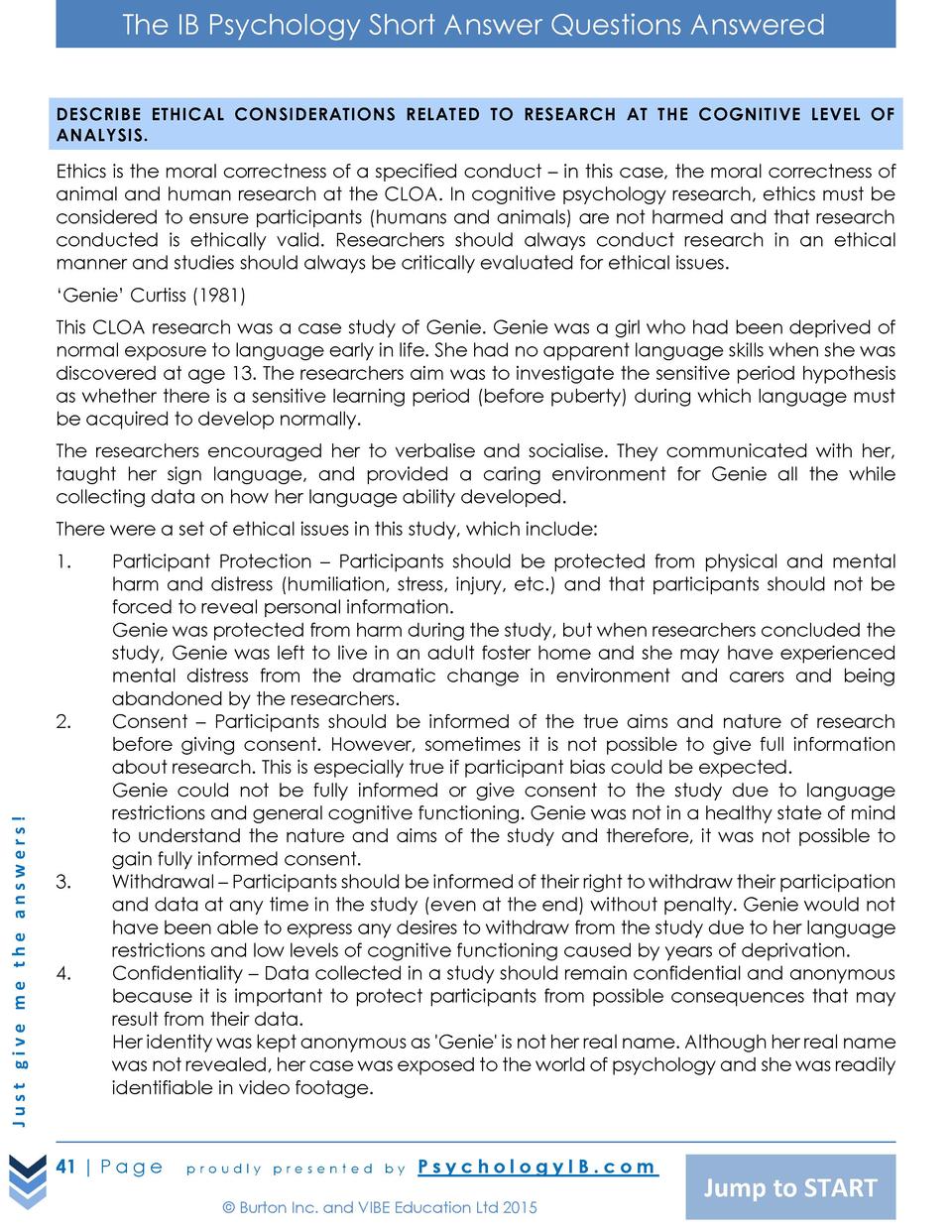 IB Psychology - SAQ Model Answer