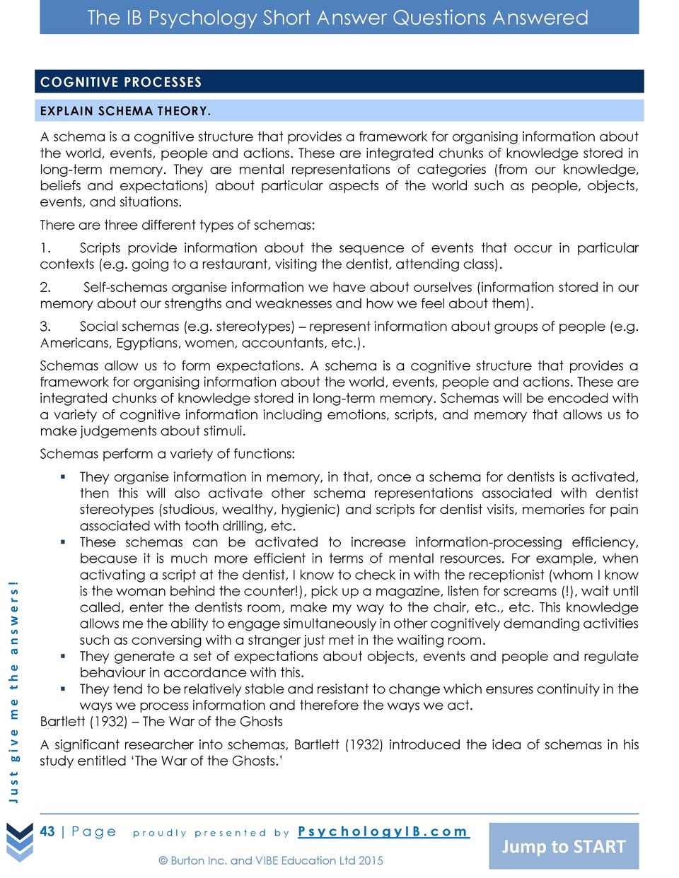 IB Psychology - SAQ Model Answer