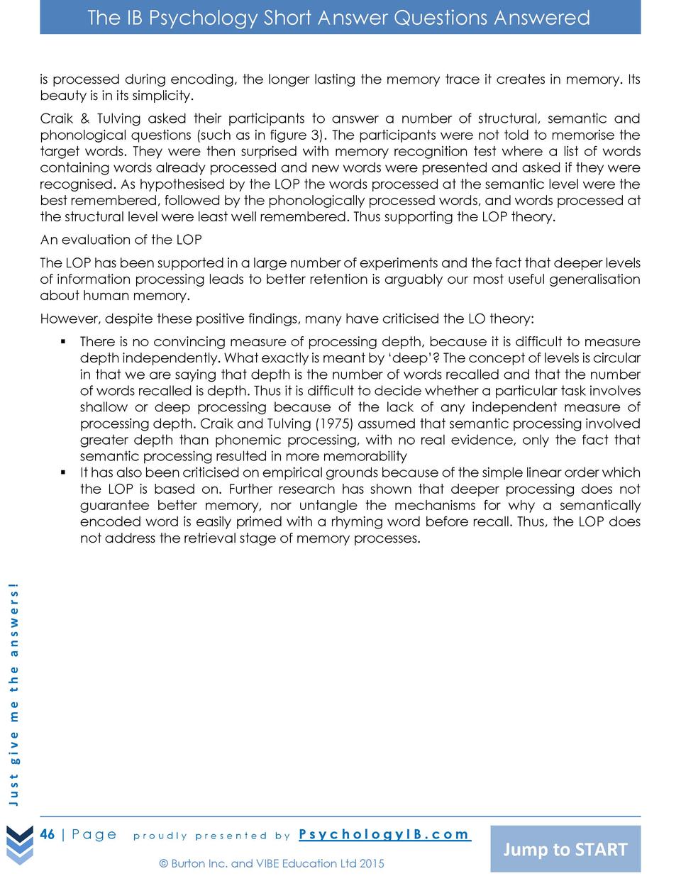 IB Psychology - SAQ Model Answer