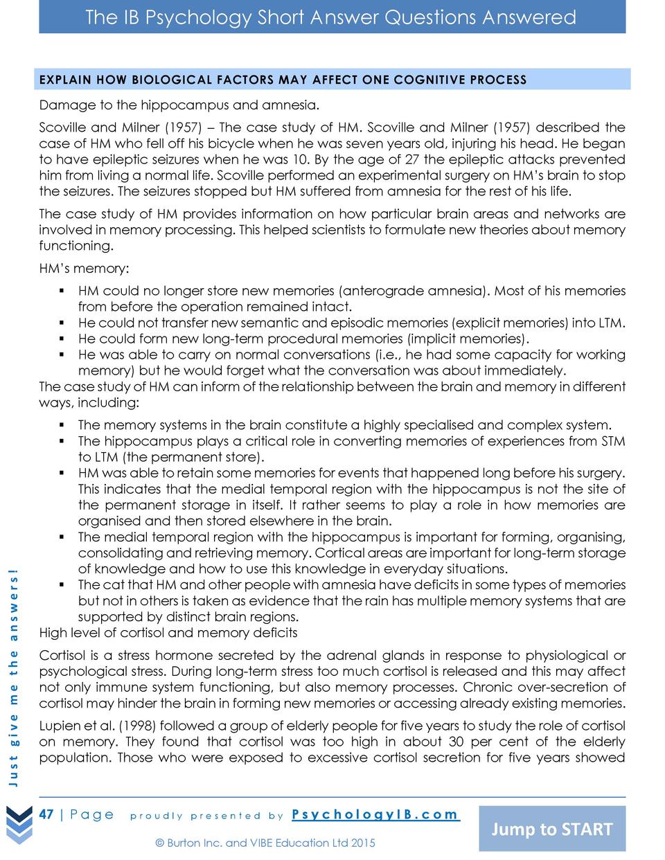 IB Psychology - SAQ Model Answer