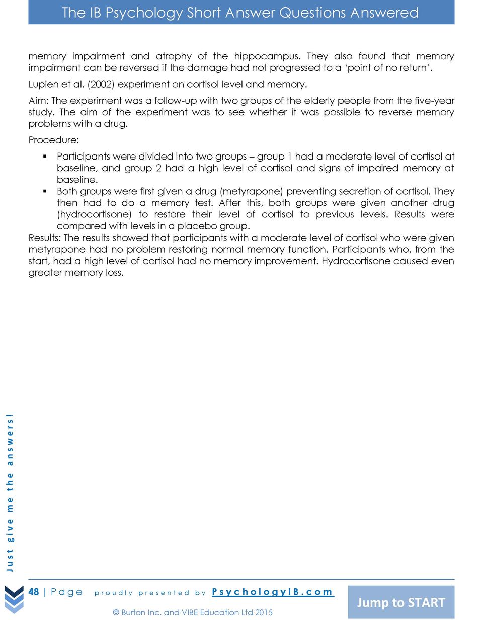 IB Psychology - SAQ Model Answer