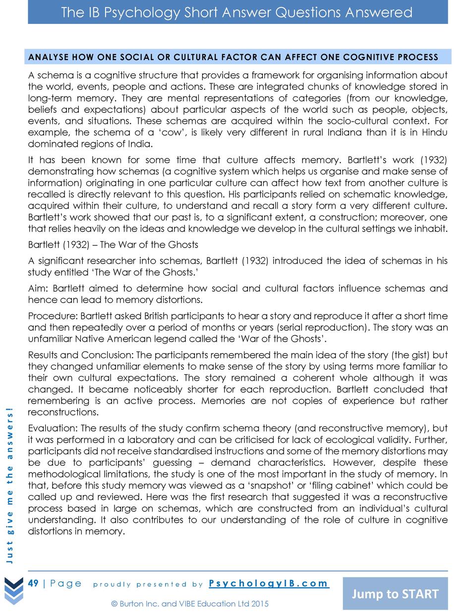 IB Psychology - SAQ Model Answer