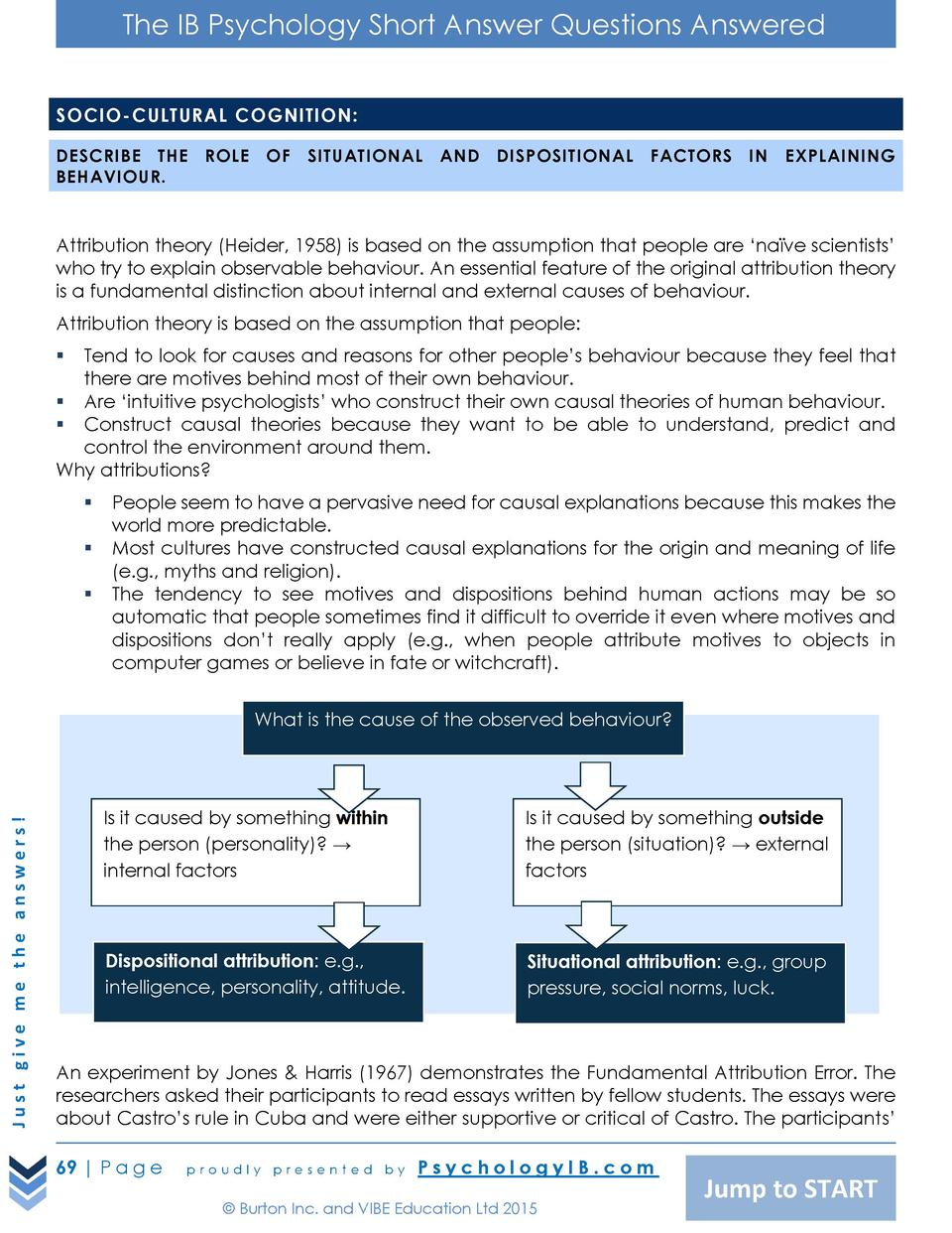 IB Psychology - SAQ Model Answer