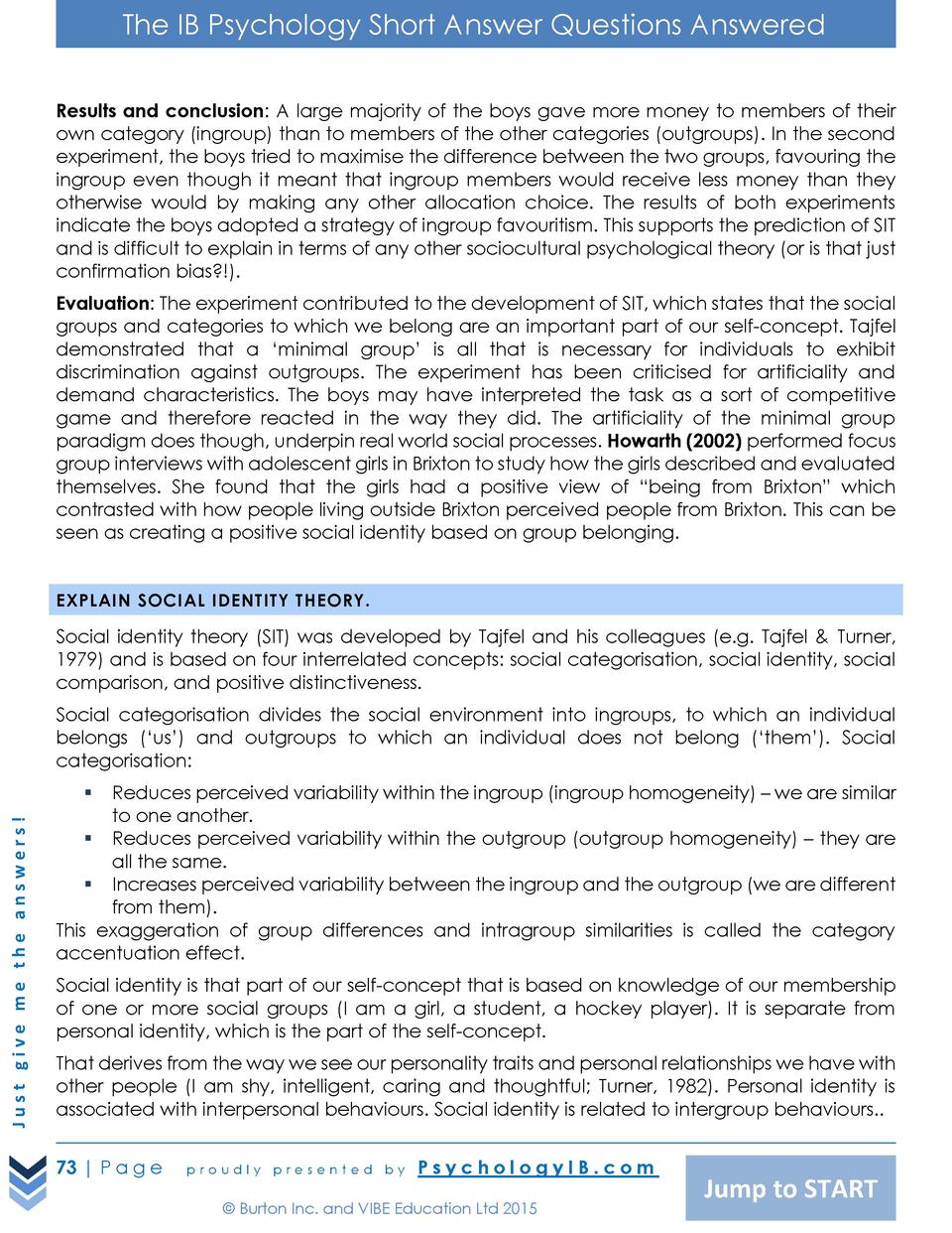 IB Psychology - SAQ Model Answer