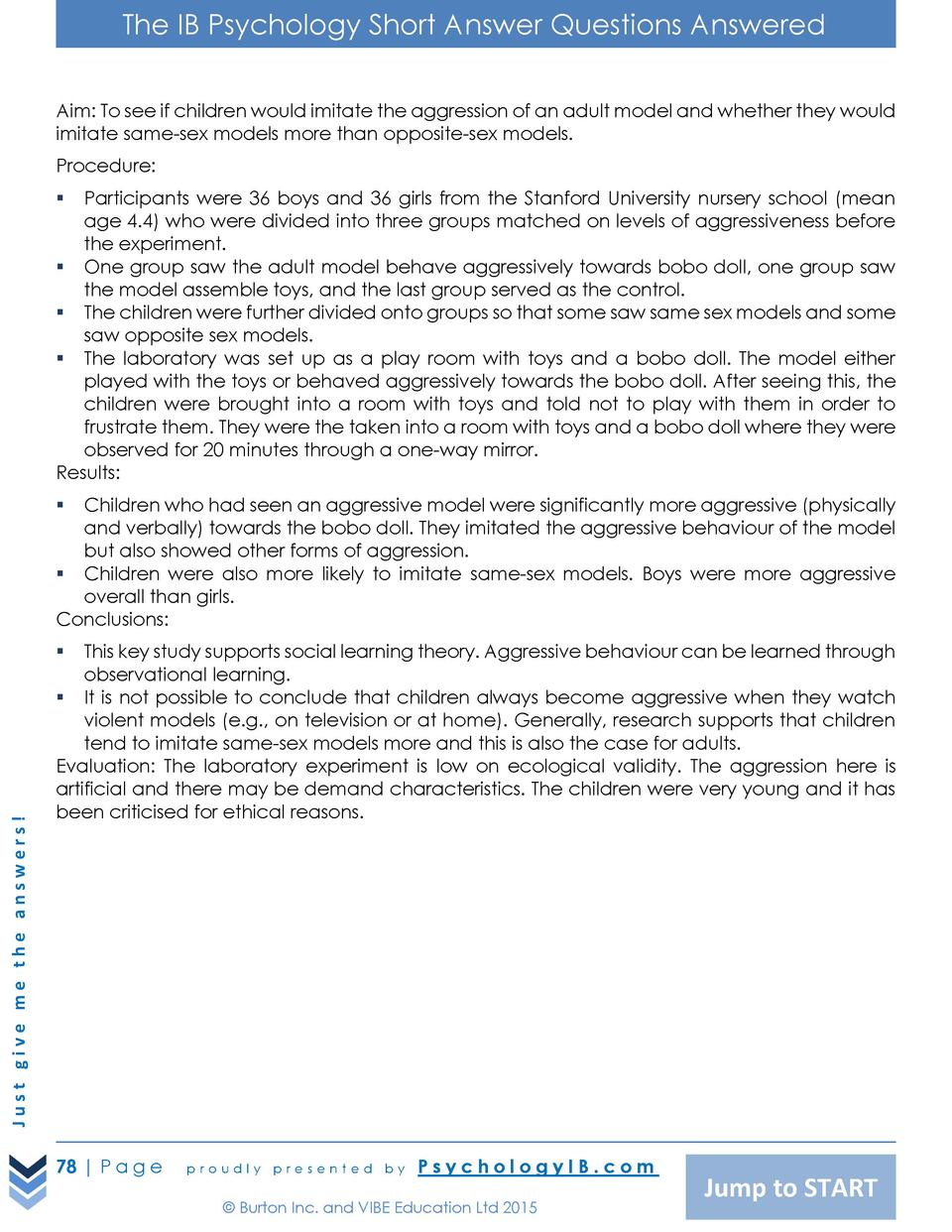 IB Psychology - SAQ Model Answer