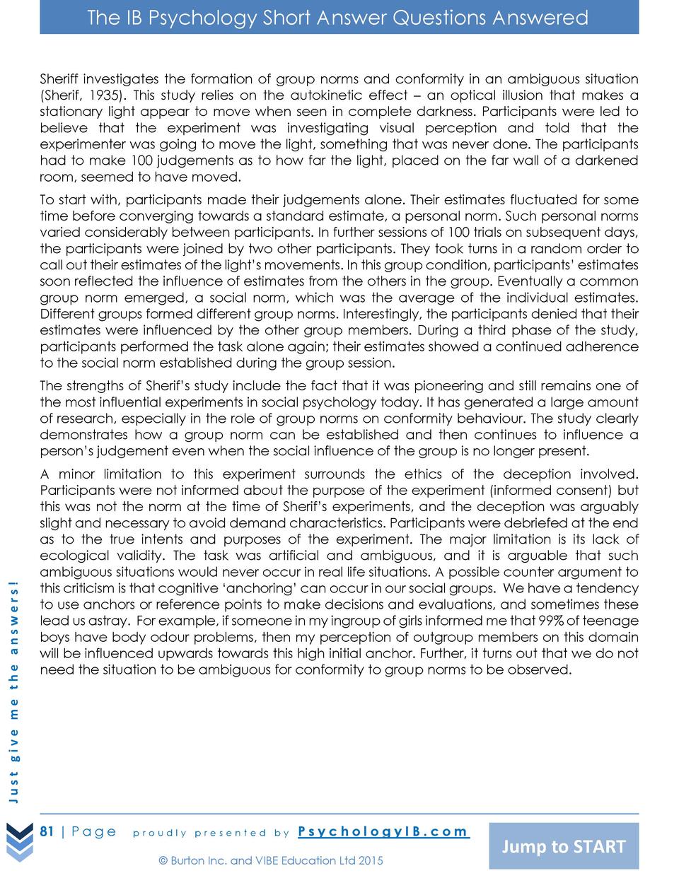 IB Psychology - SAQ Model Answer