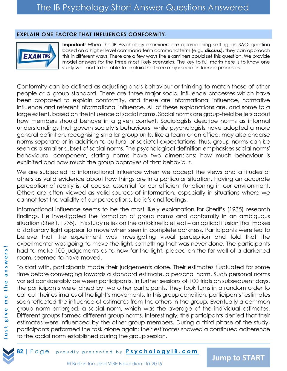 IB Psychology - SAQ Model Answer