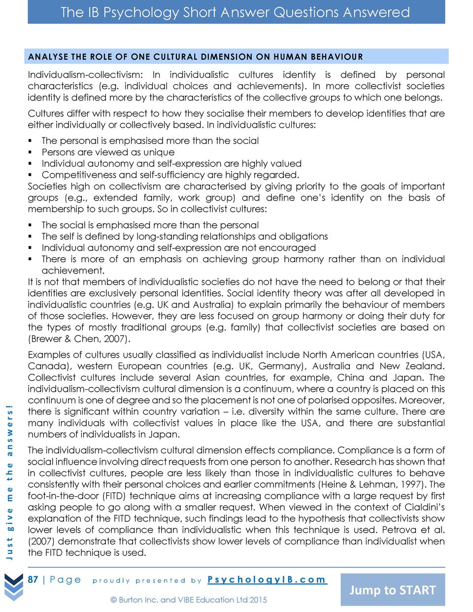 IB Psychology - SAQ Model Answer