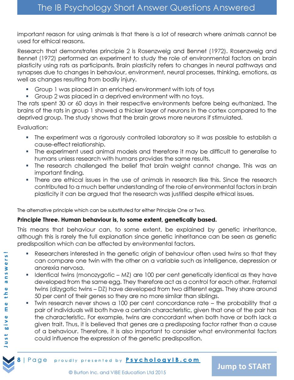 IB Psychology - SAQ Model Answer