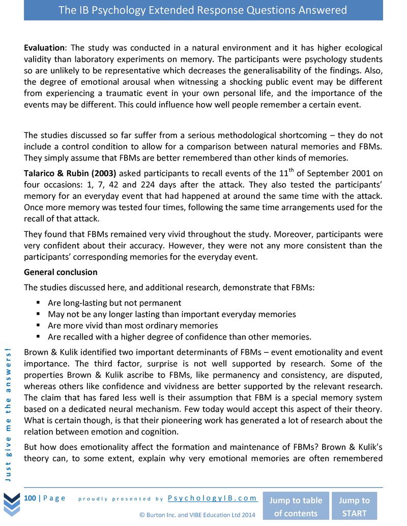 Model ERQ Answers - IB Psycholog
