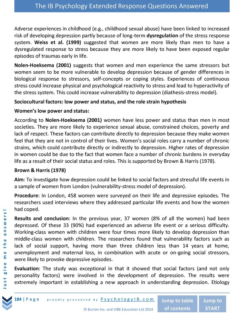Model ERQ Answers - IB Psycholog